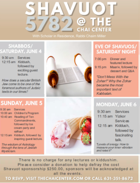 Shabbat Shalom I Year End Events & Programs + Shavuot is coming!